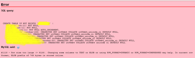 Solusi error Row size too large (> 8126) – Tutorial Domosquare.com